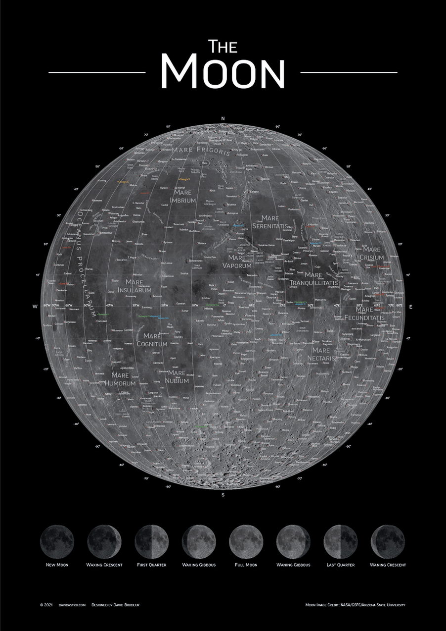 Moon Map Poster - 24" x 36" — David Astro