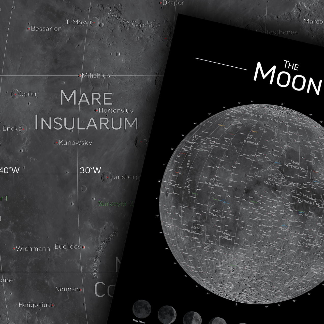 Moon Map Poster - 24" x 36" — David Astro